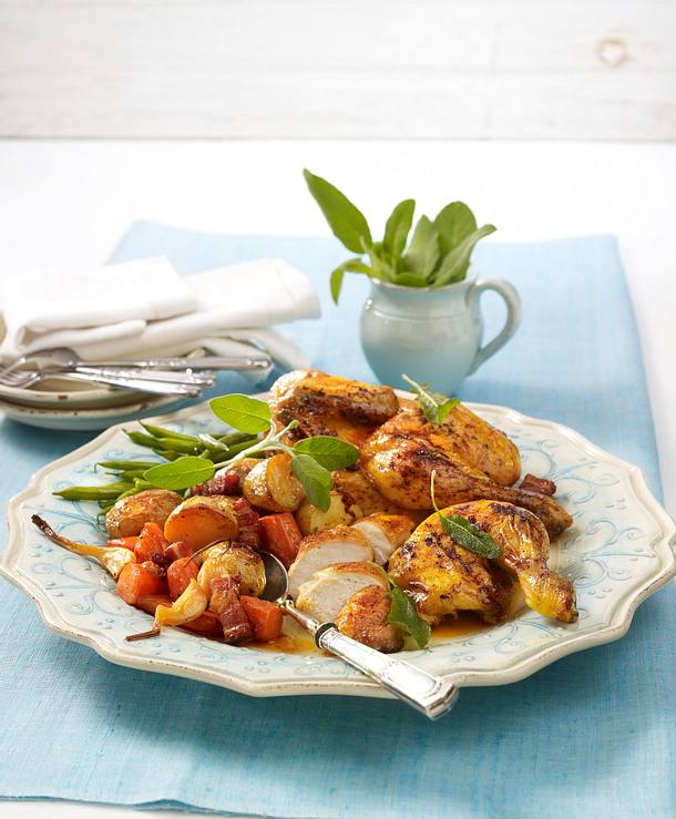 Plattes Huhn mit Gemüse Rezept | LECKER