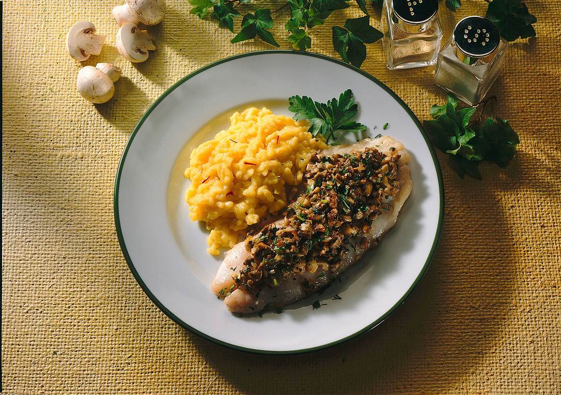 Überbackene Rotbarschfilets mit Champignon-Kräuter-Kruste Rezept | LECKER